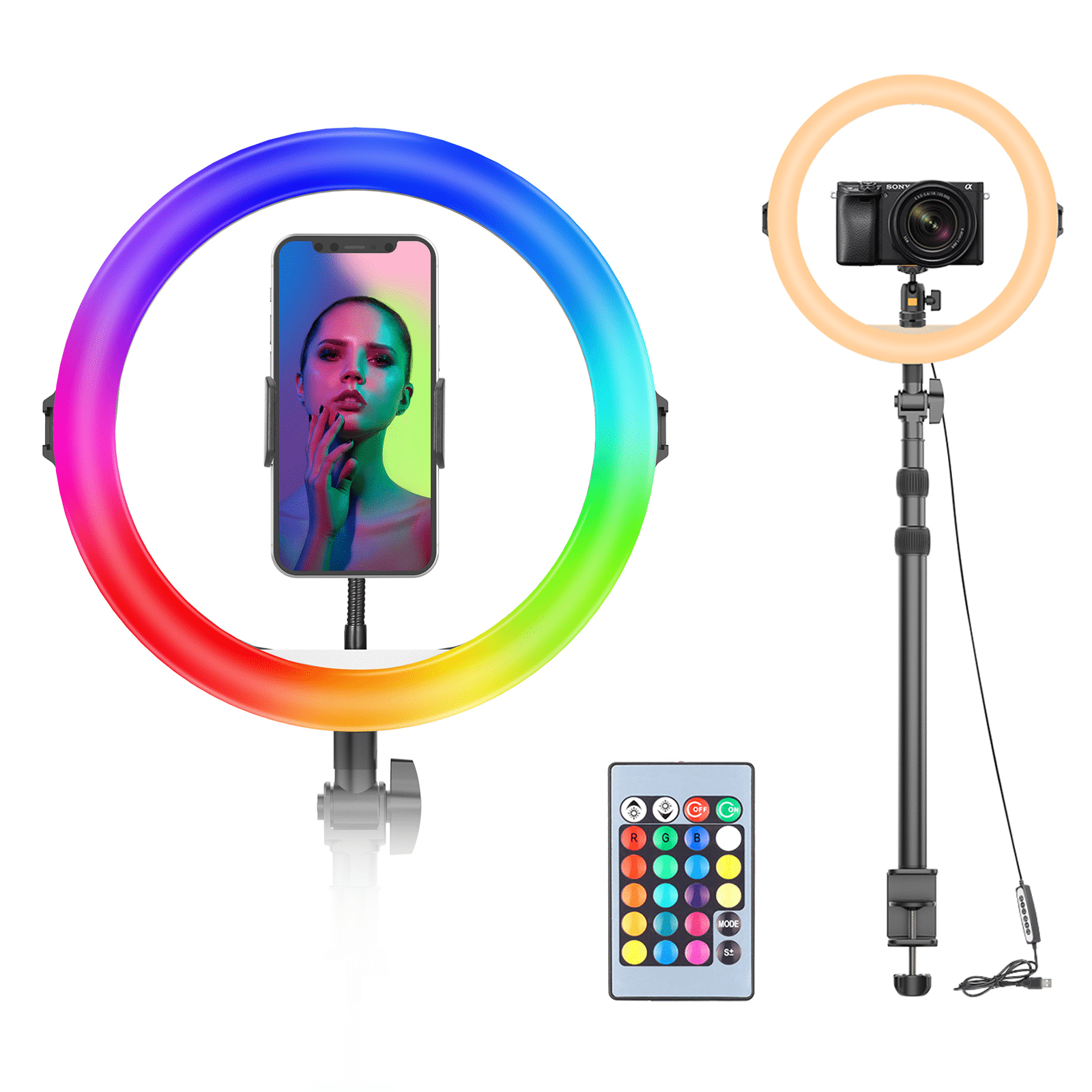 VIJIM K10 RGB Ringlamp met statief en tafelklem | MOJOGEAR